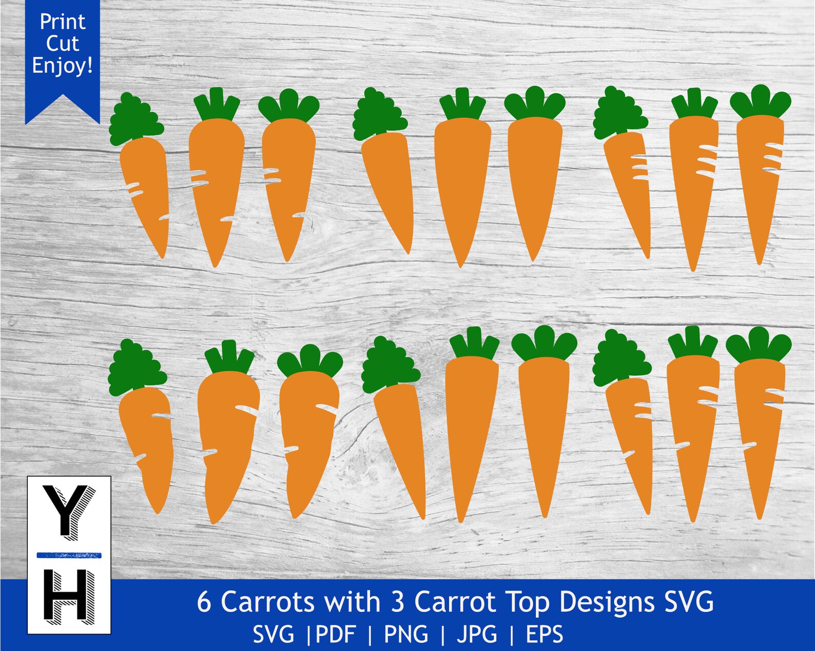 Carrot SVG 6 Carrots and 3 Carrot Top Designs Orange - Etsy