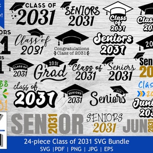 Class of 2031 SVG Bundle Senior 2031 SVG Seniors PNG Senior Jersey ...