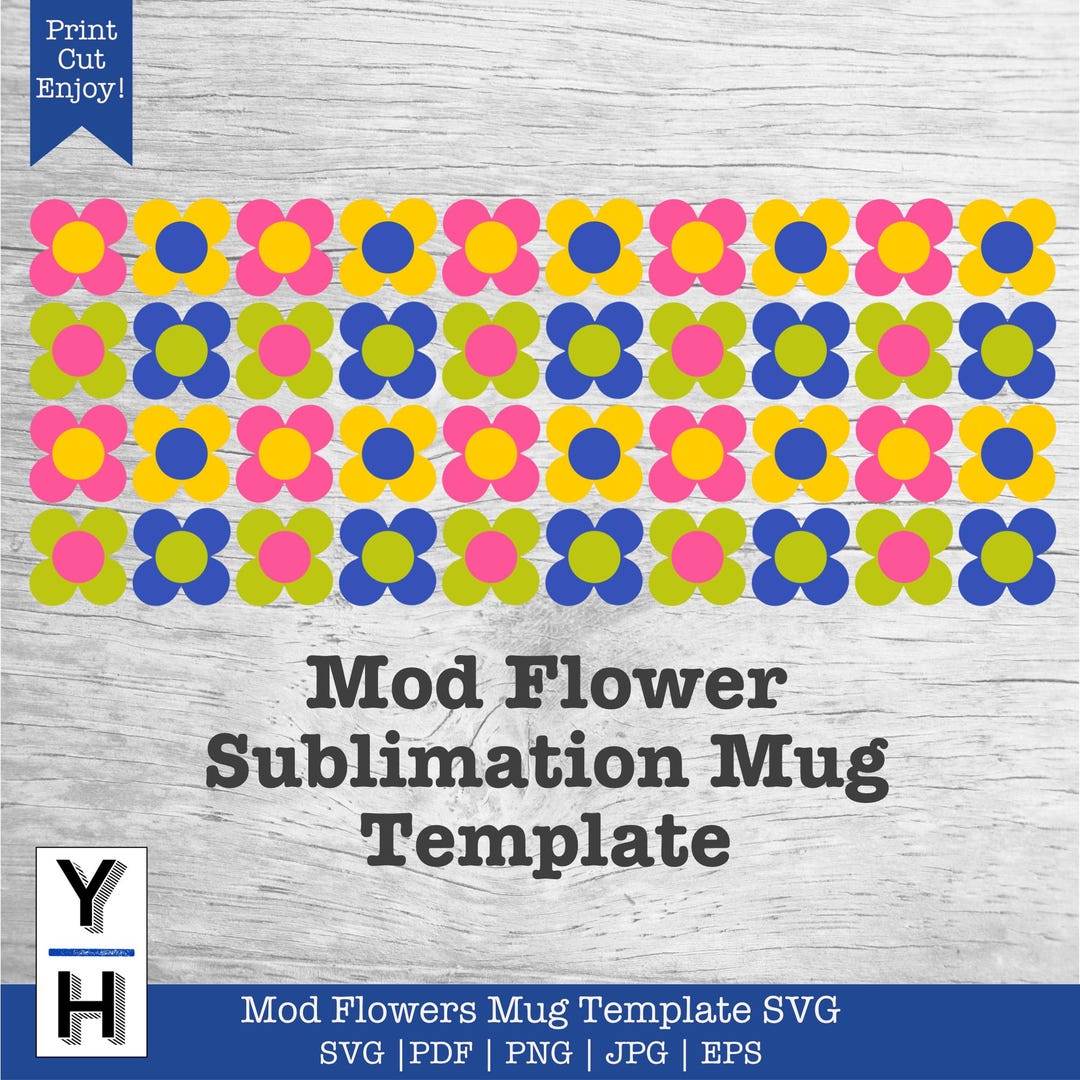 Retro Mod Flower Pattern SVG Pattern for Cricut Mug Press or ...