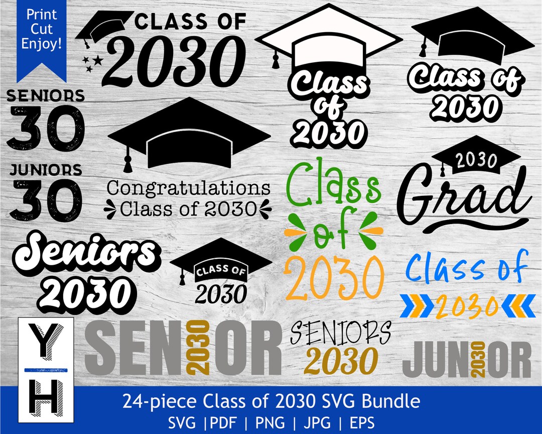 Class of 2030 SVG Bundle Senior 2030 SVG Seniors PNG Senior Jersey ...