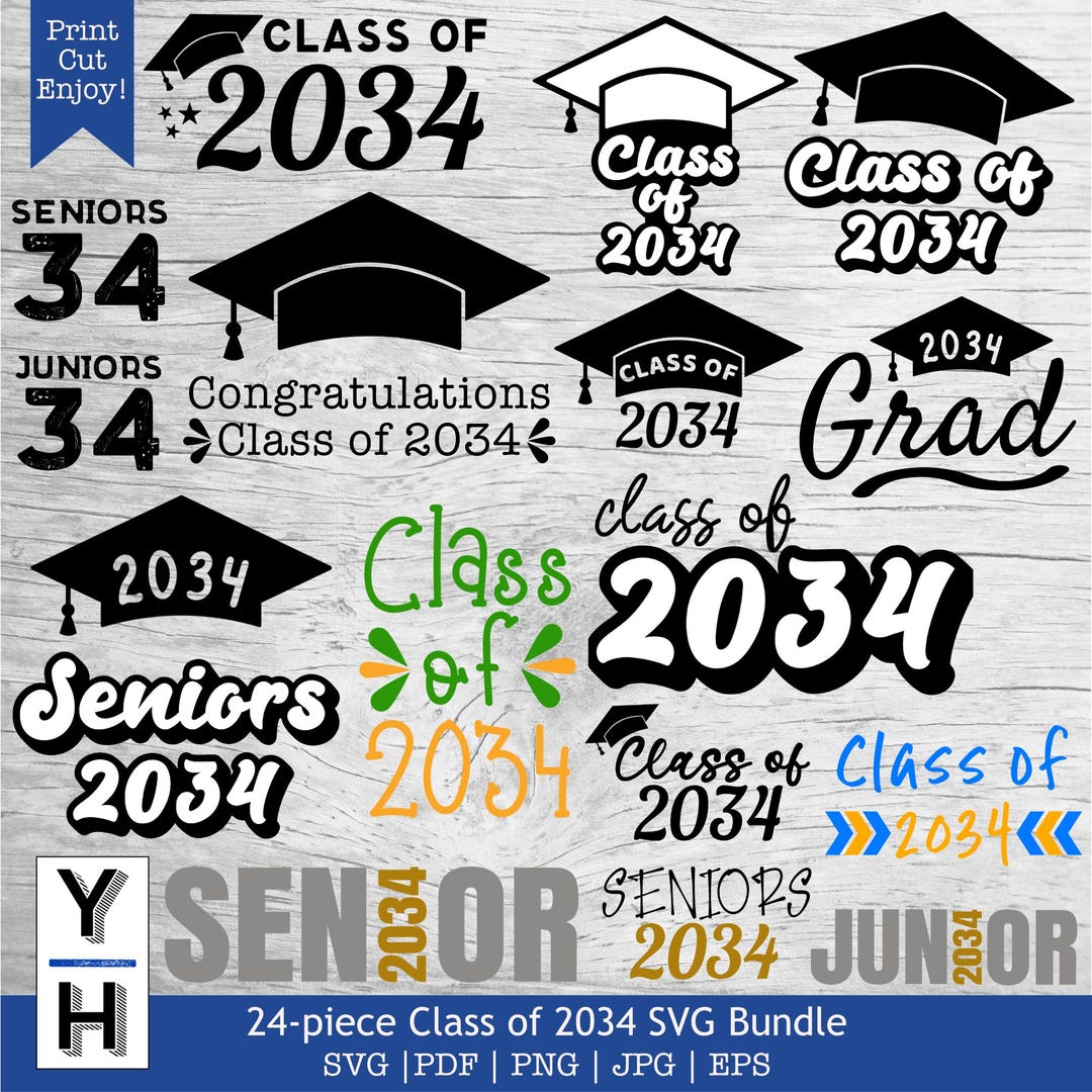 Class of 2034 SVG Bundle | Senior 2034 SVG | Seniors 2034 PNG | Senior ...