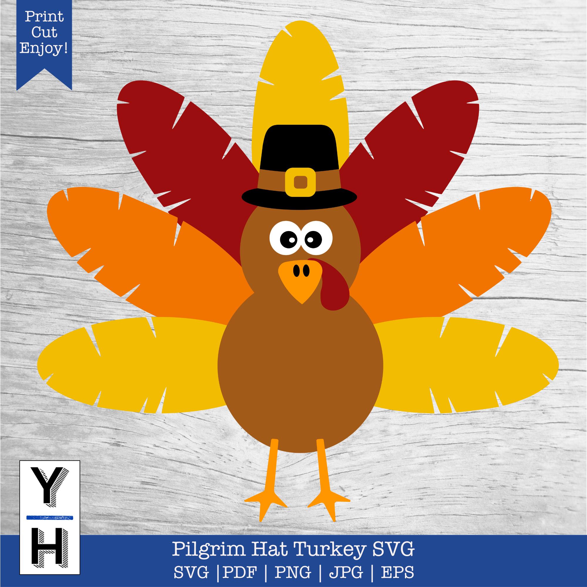 Pilgrim Hat Turkey SVG | Thanksgiving Turkey PNG | Cute Turkey Clipart ...