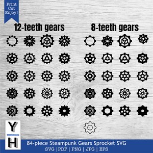 84-piece Steampunk SVG Bundle | Gears SVG | Gear Svg | Sprocket PNG ...