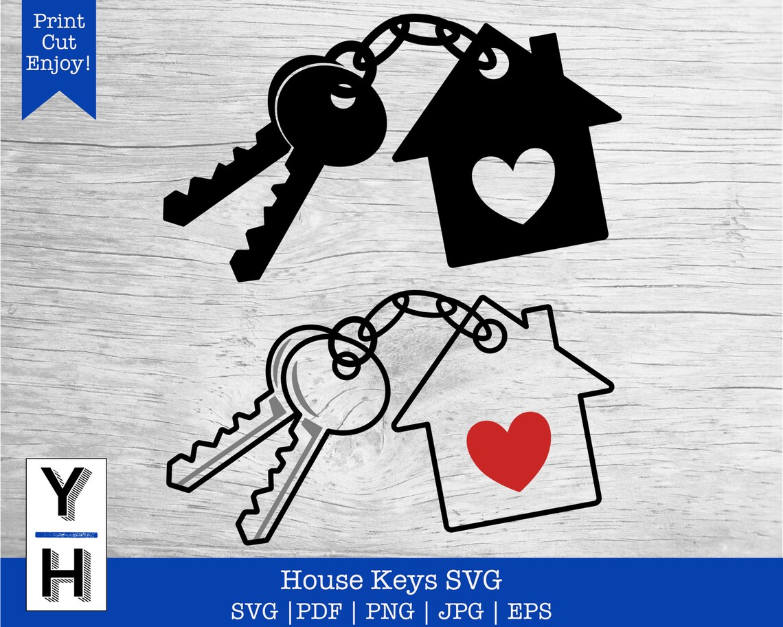 House With Heart Keychain SVG House Key SVG New Home SVG - Etsy