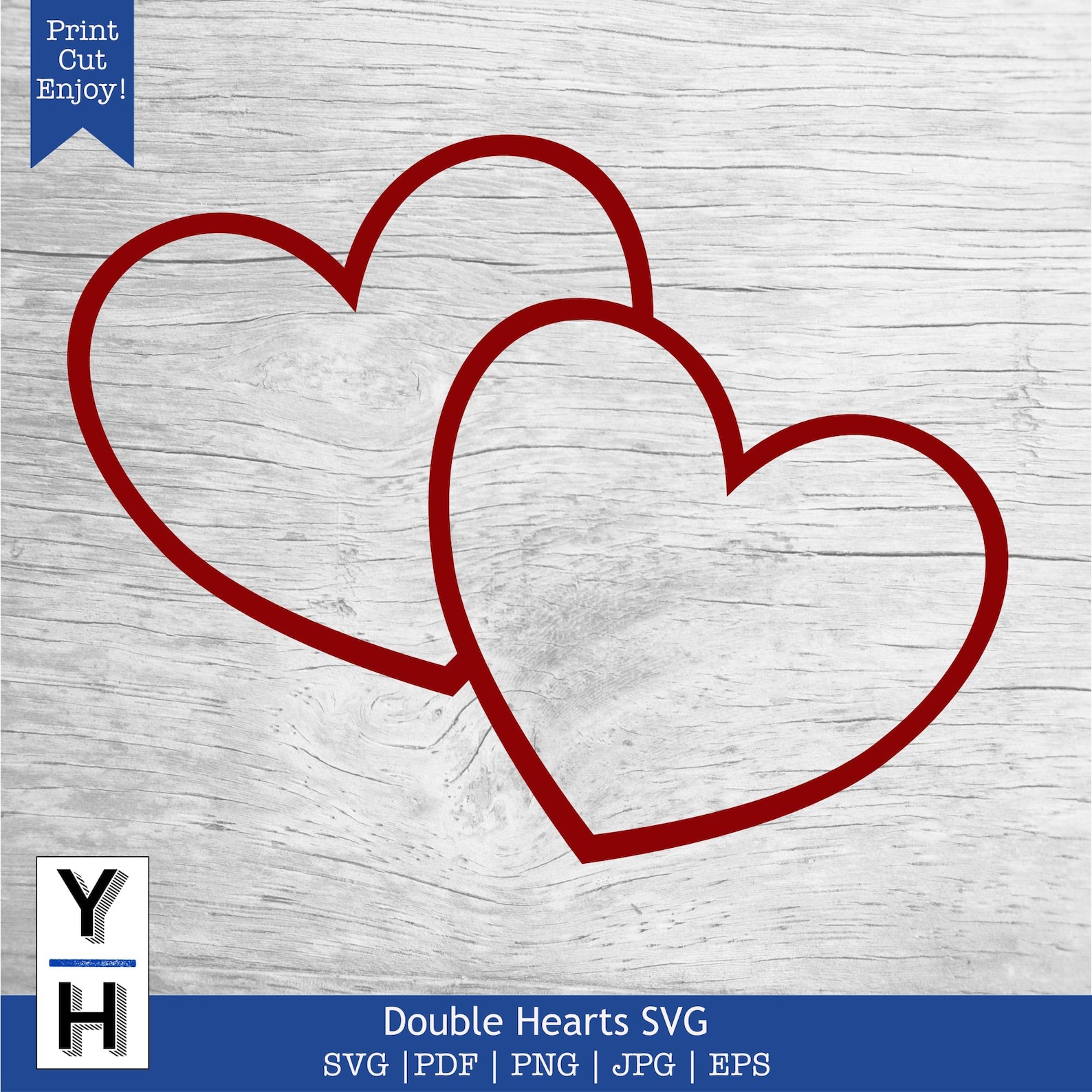 Double Hearts SVG | Double Heart PNG | Two Hearts SVG | Twin Hearts ...