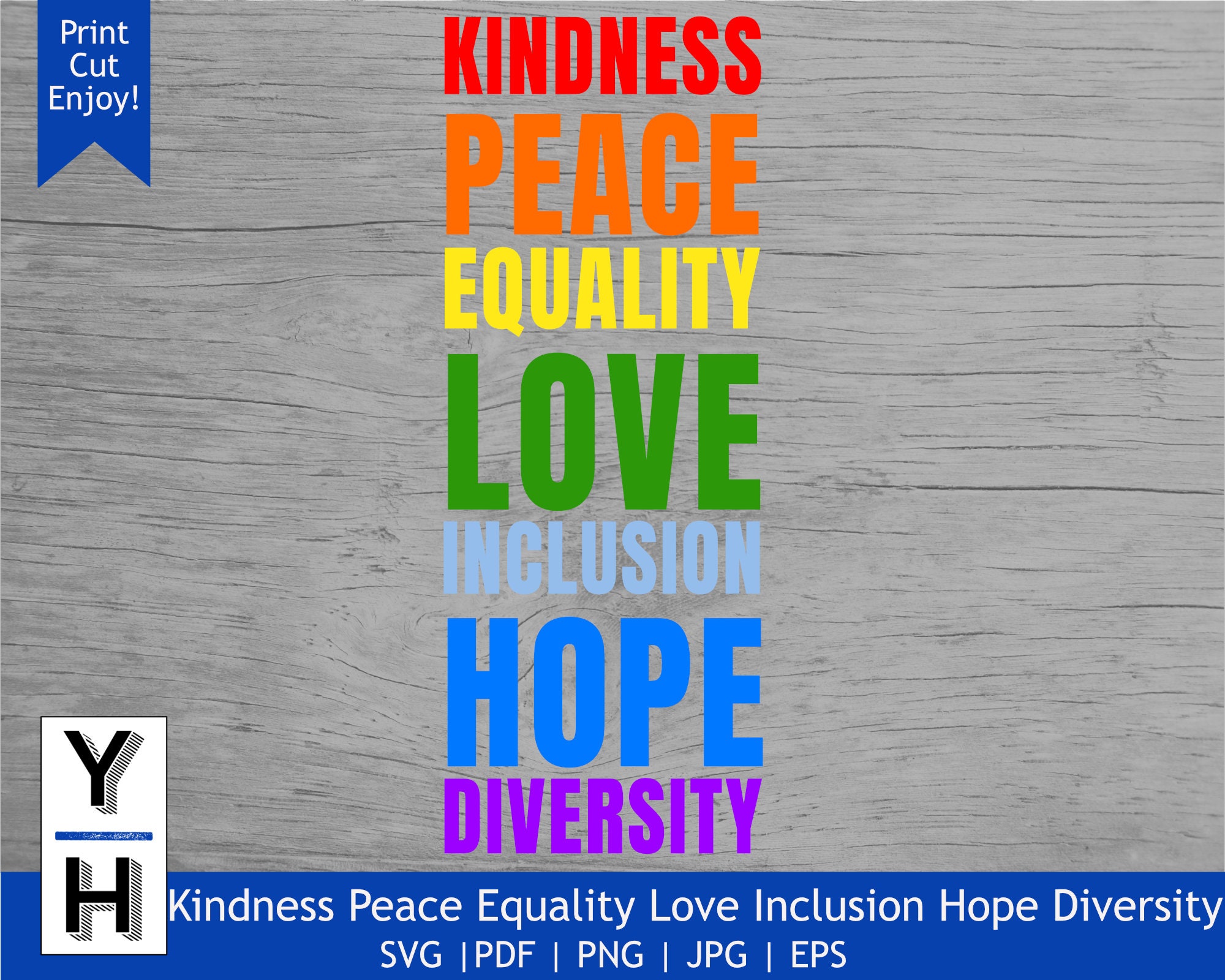 Kindness Peace Equality Love Inclusion Hope Diversity SVG | Etsy