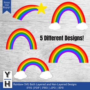 Rainbow SVG | Rainbow Star SVG | Rainbow Clipart | Rainbow With Clouds ...