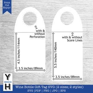 Wine Bottle Gift Tag SVG Bundle (2 Sizes & 2 Styles) | Wine Tag | Tags ...