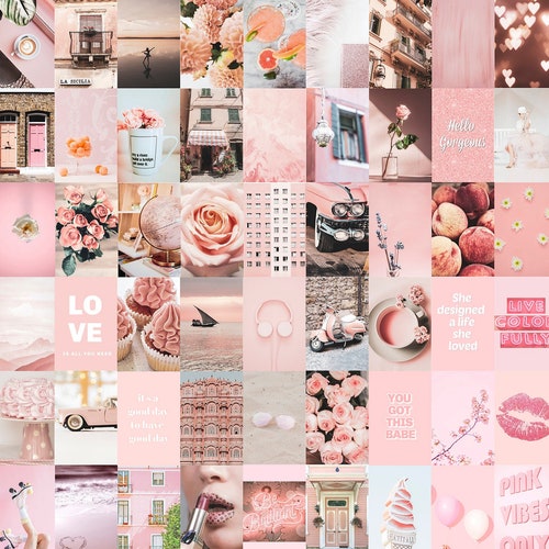Pink Aesthetic Pretty Large A4 Size Wall Collage Kit Room Etsy