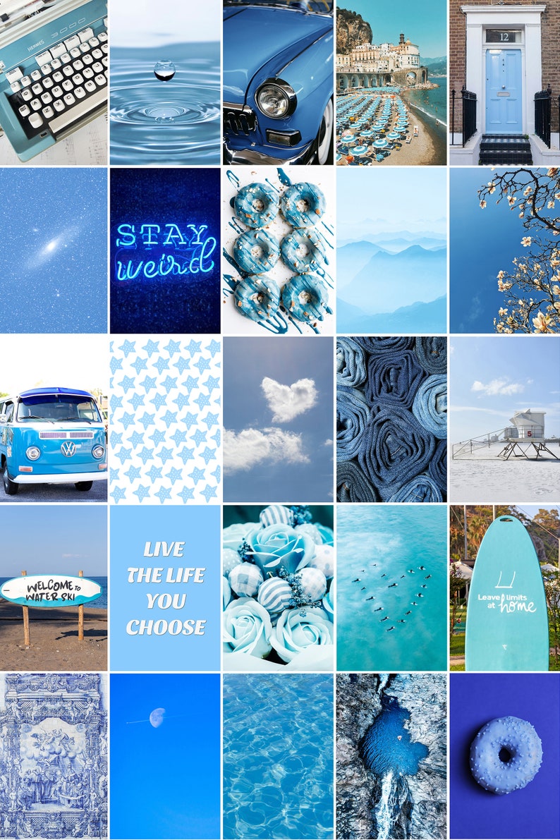 Blue Collage Kit 80/100 Pc Blue Aesthetic Wall Collage Blue - Etsy