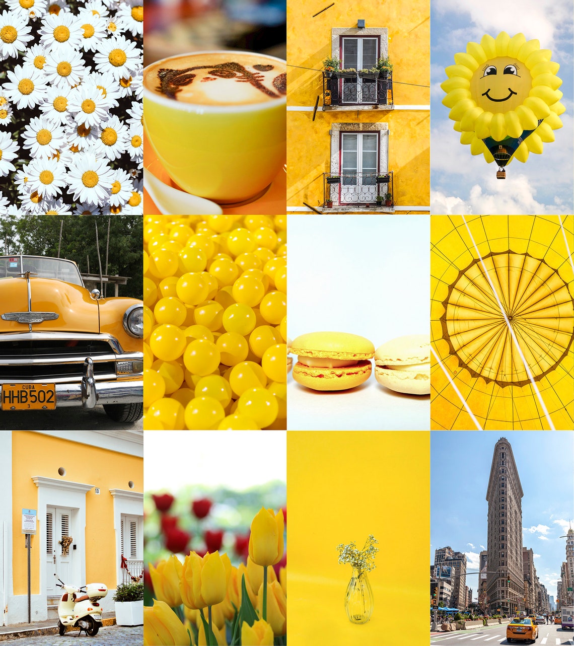 Yellow Wall Collage Kit 50 Pcs Aesthetic Room Decor Sunshine Etsy