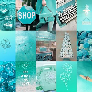 Teal Aesthetic Wall Collage Kit, Turquoise Beach Pictures, Summer Surf ...