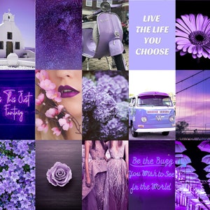 Purple Collage Kit 60 Pcs, Neon Purple Aesthetic Wall Collage, Photo ...