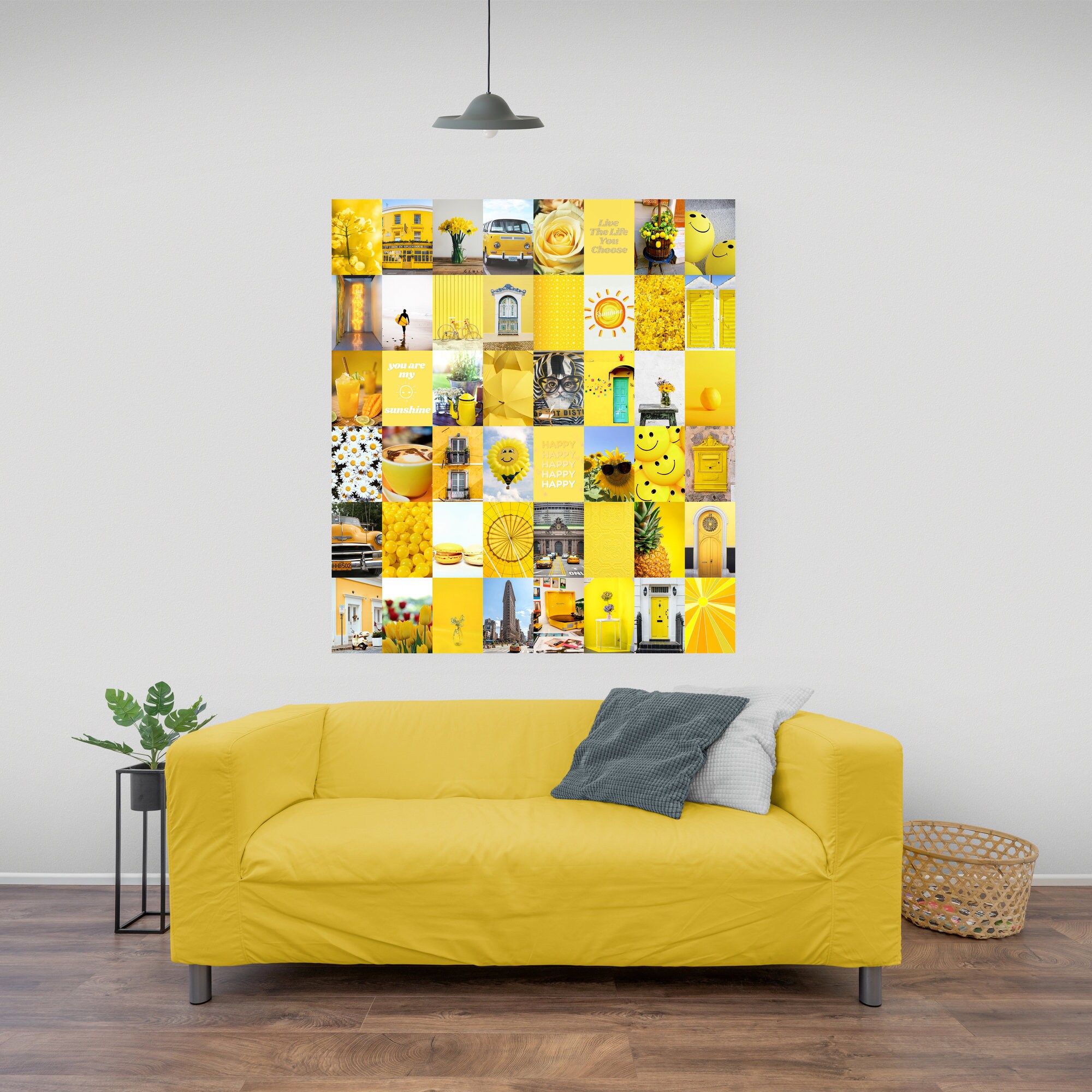 Yellow Wall Collage Kit 50 Pcs Aesthetic Room Decor Sunshine Etsy