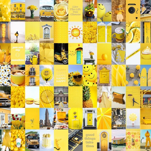 Yellow Wall Collage Kit 50 Pcs Aesthetic Room Decor Sunshine Etsy
