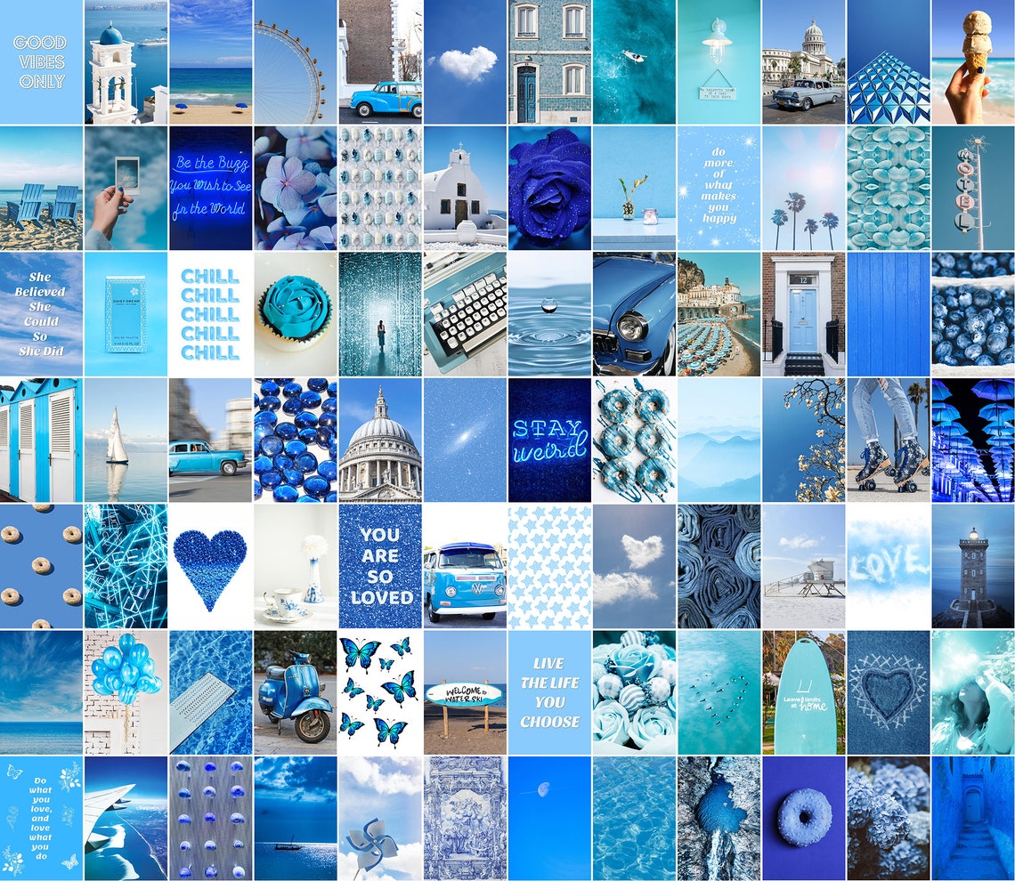 Blue Collage Kit 80/100 Pc Blue Aesthetic Wall Collage Blue - Etsy