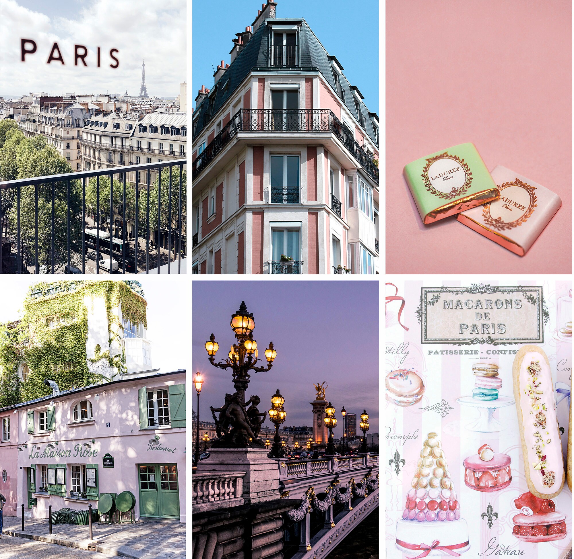Pink Paris Photo Wall Collage Kit Pink Aesthetic Collage | Etsy