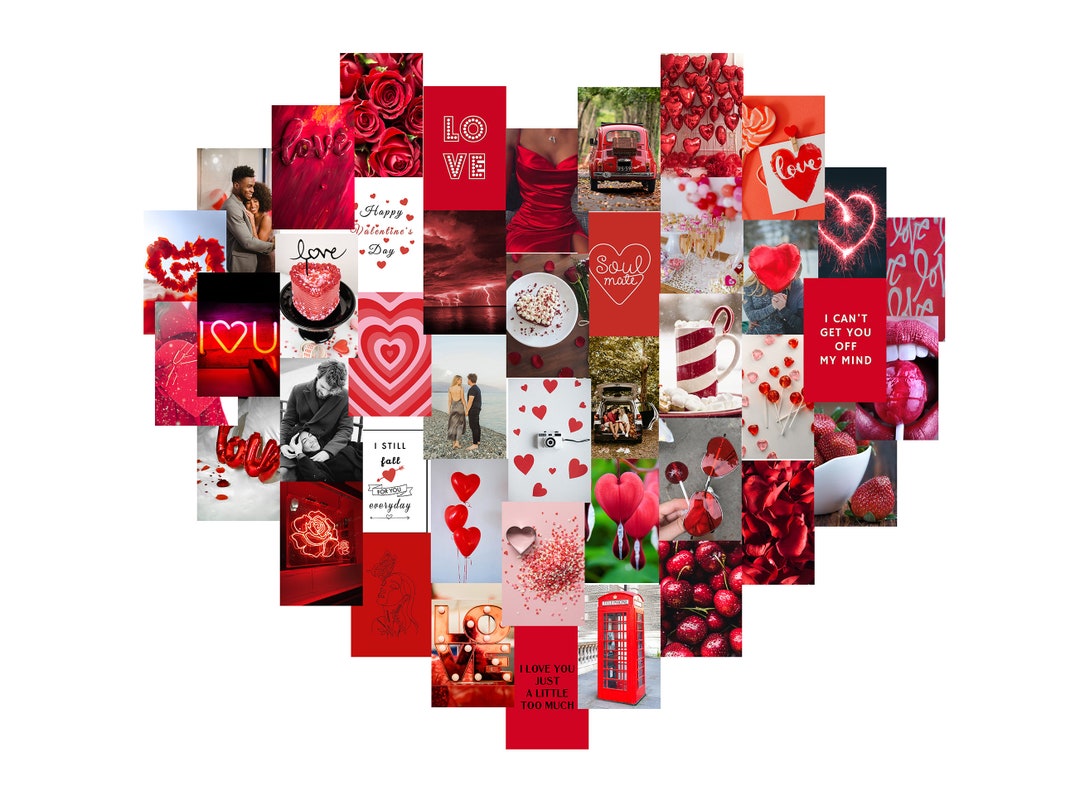 Red Aesthetic Wall Collage Kit, Lovecore Picture Collage Kit, Custom ...