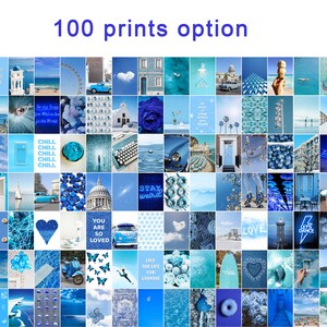 Blue Collage Kit 80/100 Pc, Blue Aesthetic Wall Collage, Blue Photo ...