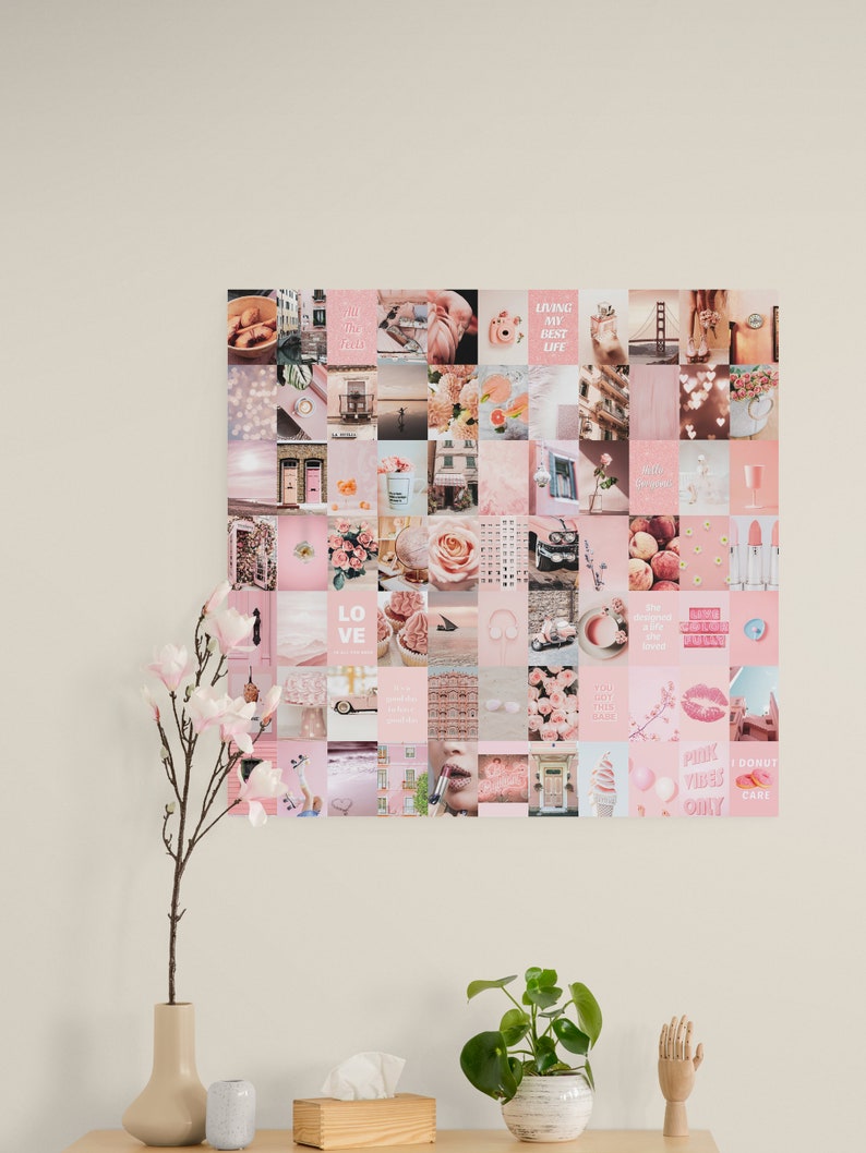Pink Collage Kit 80 Pcs Peach Aesthetic Photo Wall Collage | Etsy