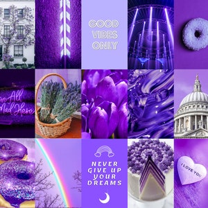 Purple Collage Kit 60 Pcs, Neon Purple Aesthetic Wall Collage, Photo ...