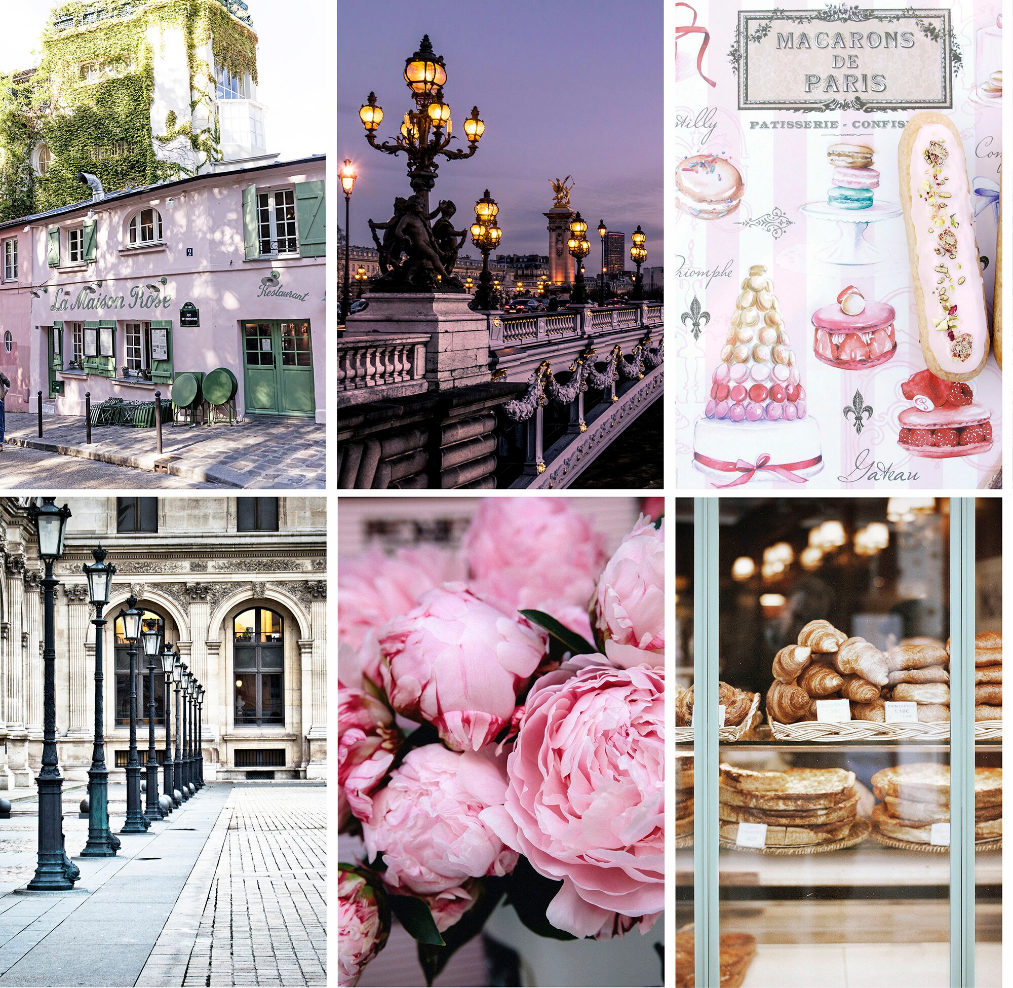 Pink Paris Photo Wall Collage Kit Pink Aesthetic Collage | Etsy