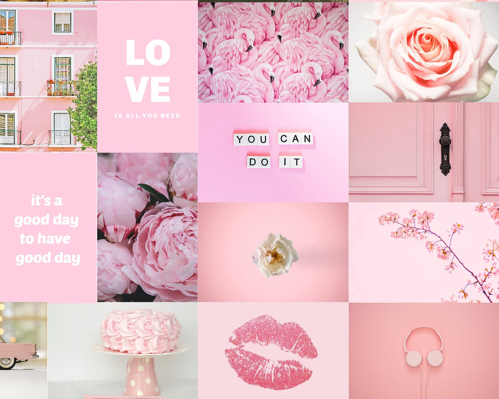 Dreamy Pink Wall Collage Kit DIY Photo Collage Kit Light | Etsy