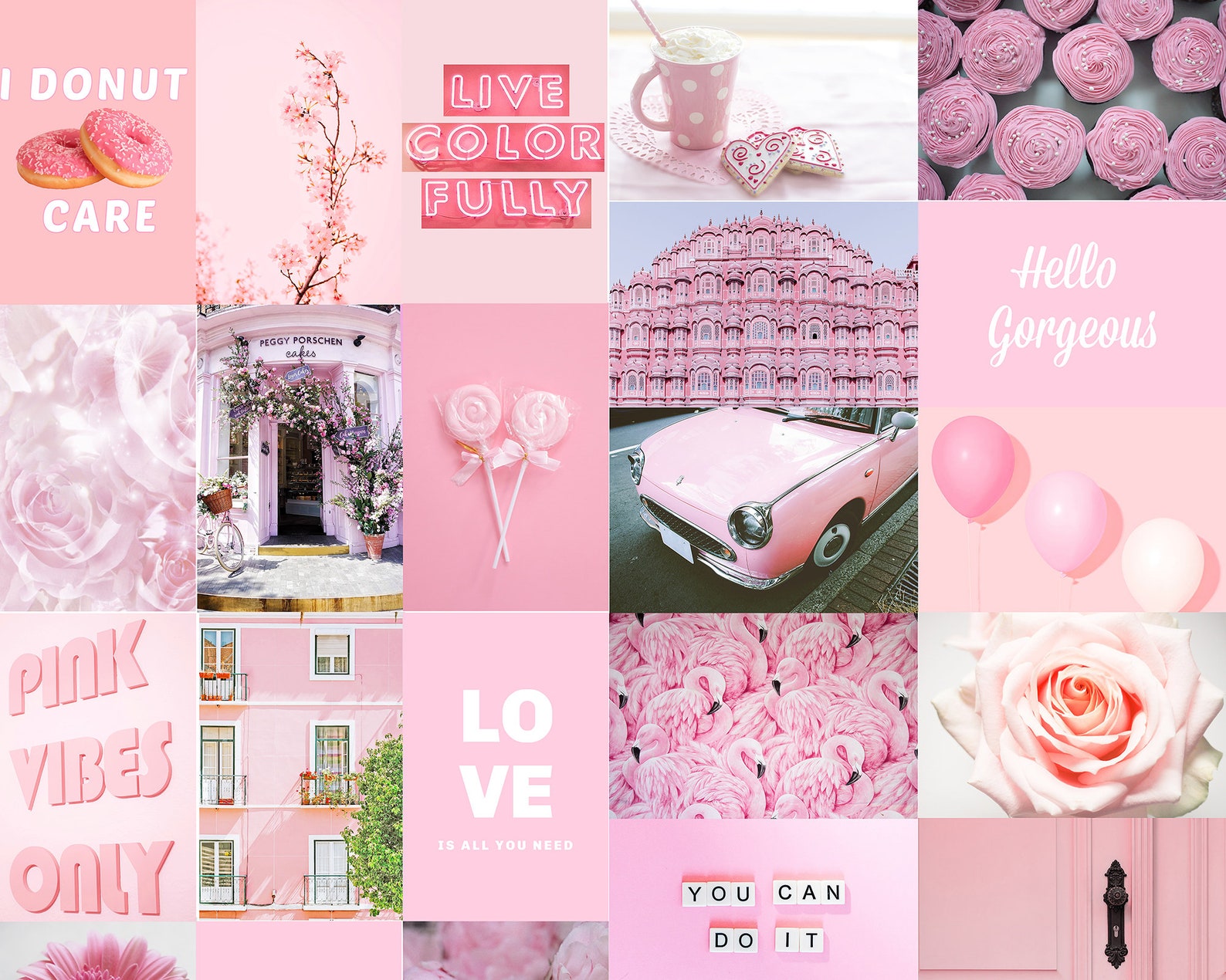 Dreamy Pink Wall Collage Kit Diy Photo Collage Kit Light Etsy Uk