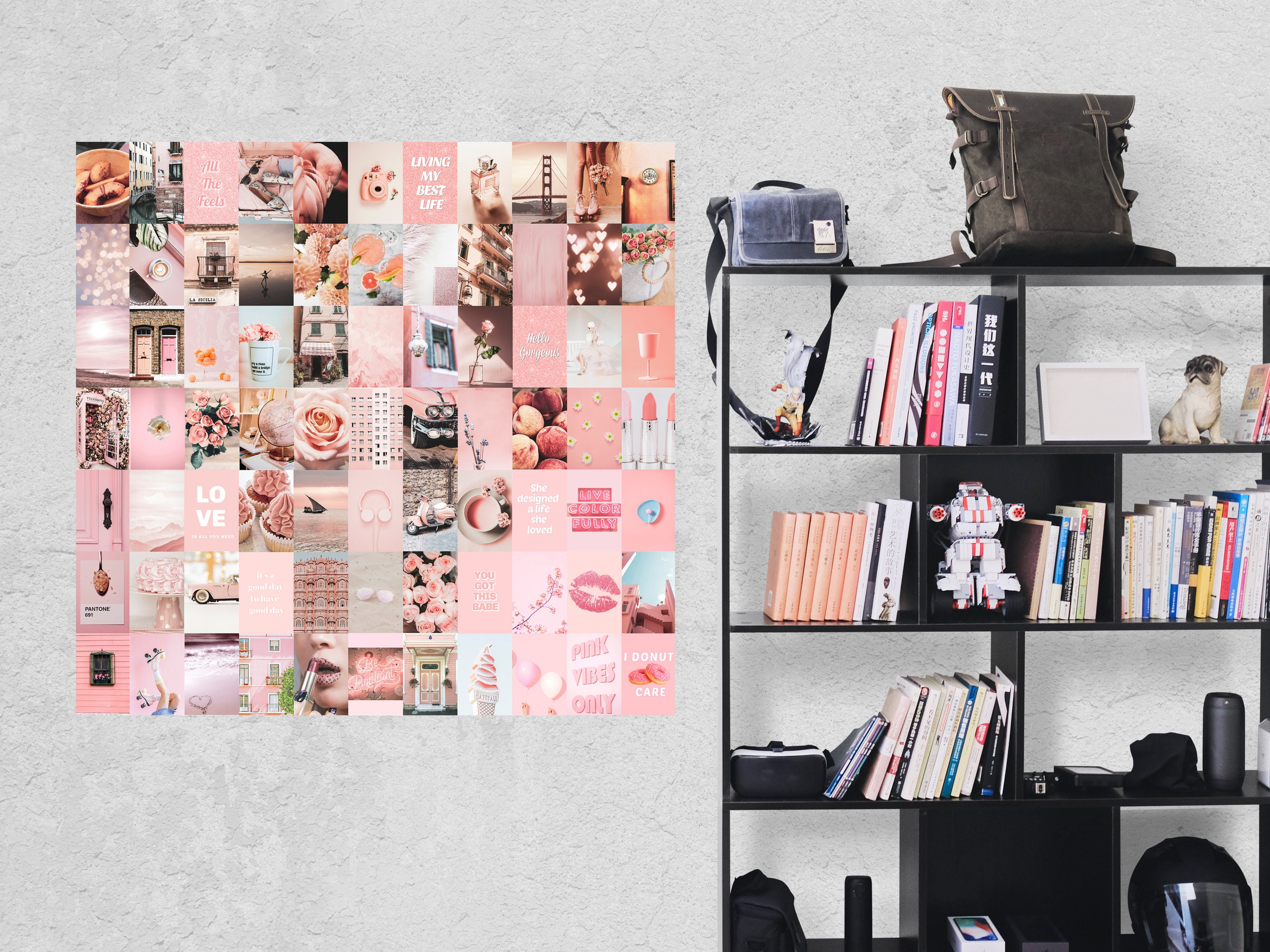 Pink Collage Kit 80 Pcs Peach Aesthetic Photo Wall Collage | Etsy