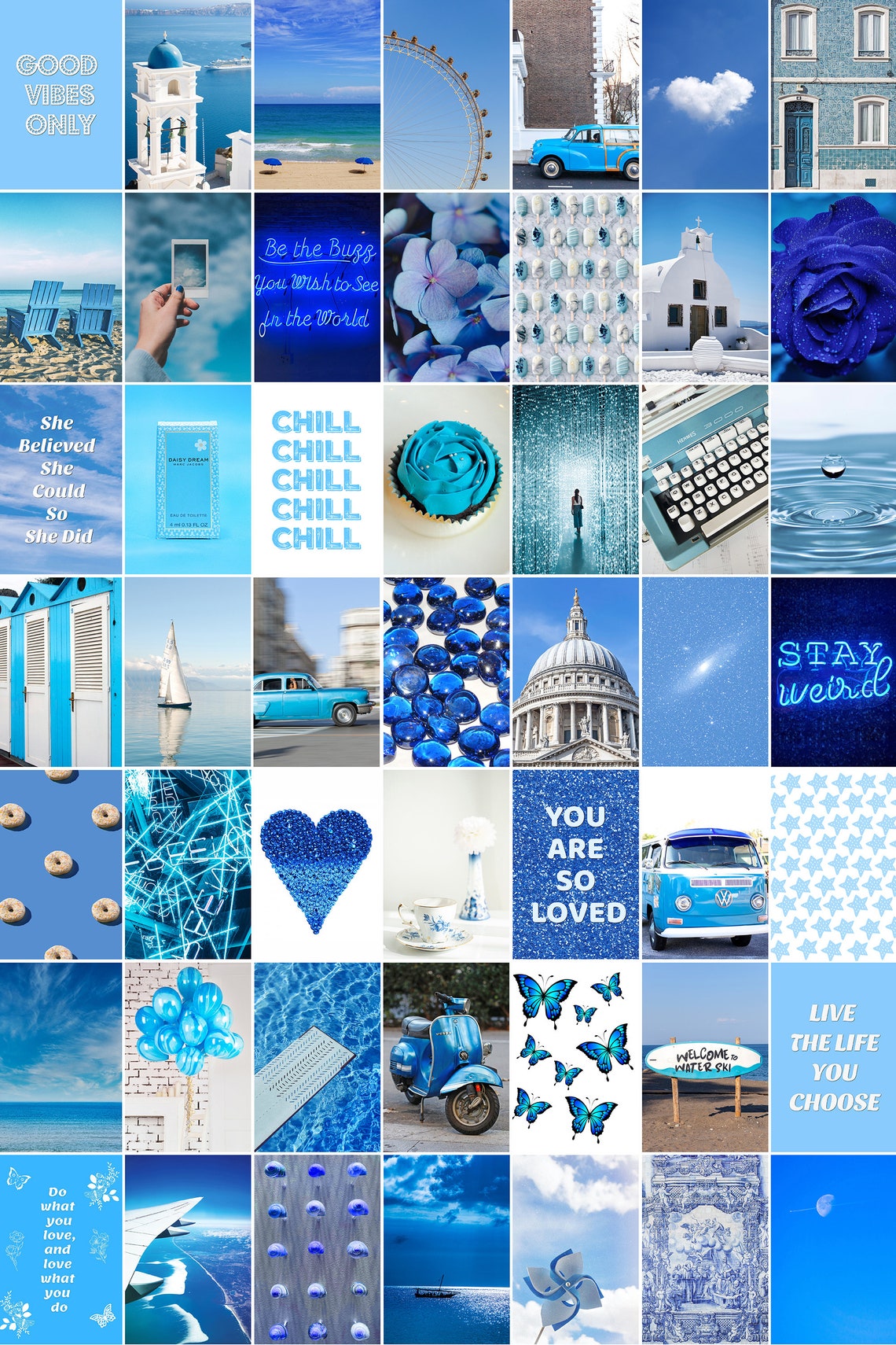 Blue Collage Kit 80/100 Pc Blue Aesthetic Wall Collage Blue - Etsy