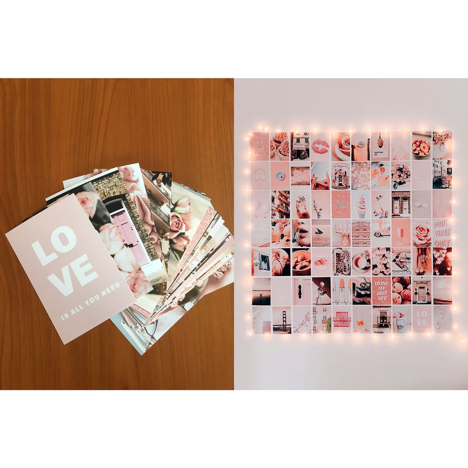 Pink Collage Kit 80 Pcs Peach Aesthetic Photo Wall Collage | Etsy