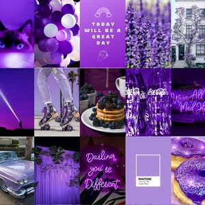 Purple Collage Kit 60 Pcs, Neon Purple Aesthetic Wall Collage, Photo ...