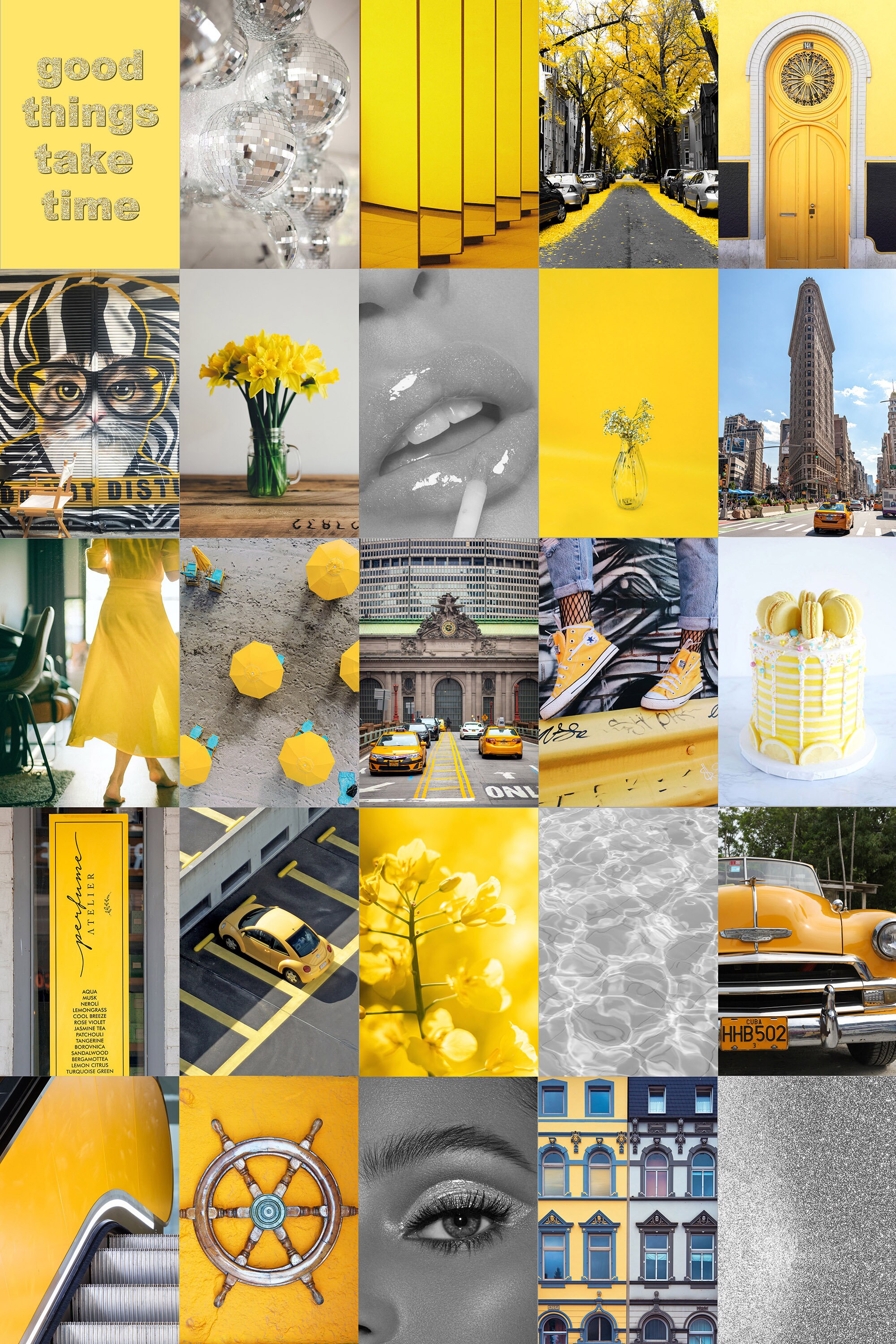 Printed Yellow Gray Collage Kit Wall Decor Aesthetic College - Etsy
