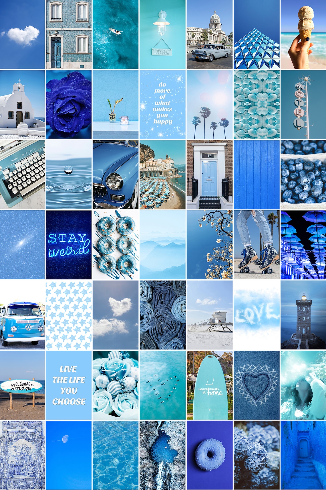Blue Collage Kit 80/100 Pc Blue Aesthetic Wall Collage Blue - Etsy
