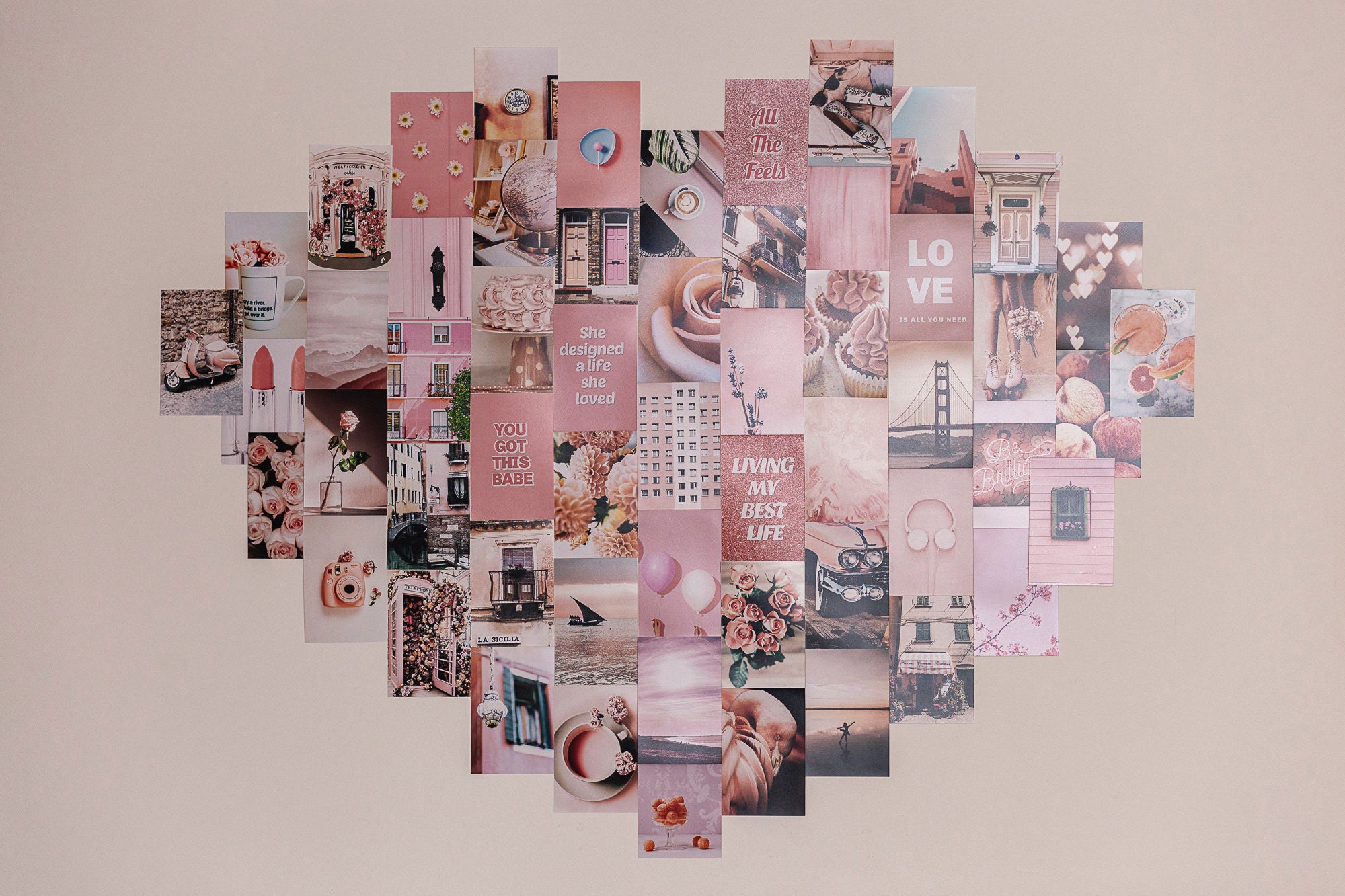 Pink Collage Kit 80 Pcs Peach Aesthetic Photo Wall Collage | Etsy