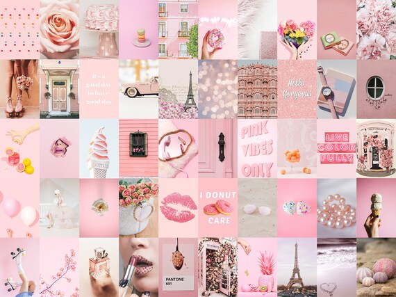Pink Photo Wall Collage Kit Bedroom Decor Teens Danish - Etsy