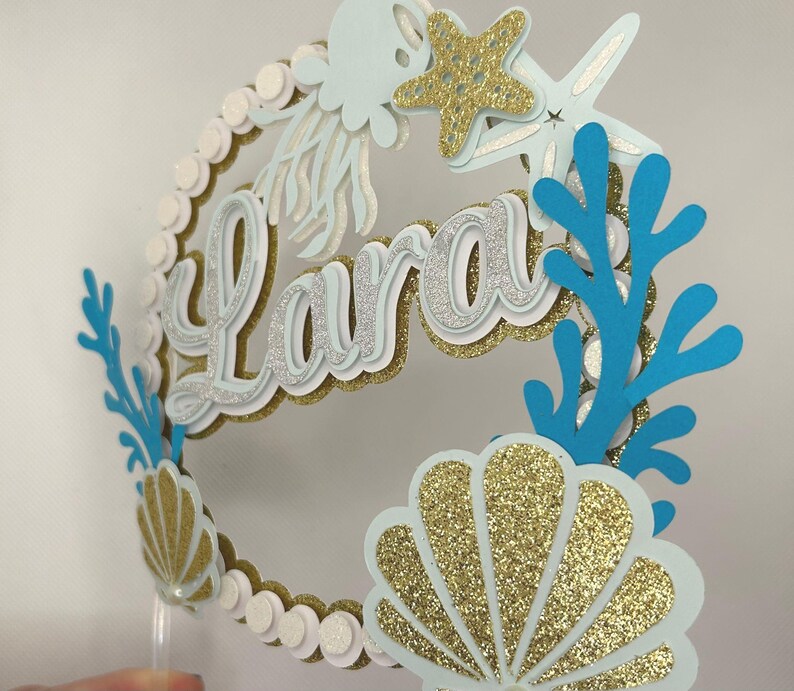 Under the Sea Cake Topper – 3D Beach Theme | Personalised Name Topper ...