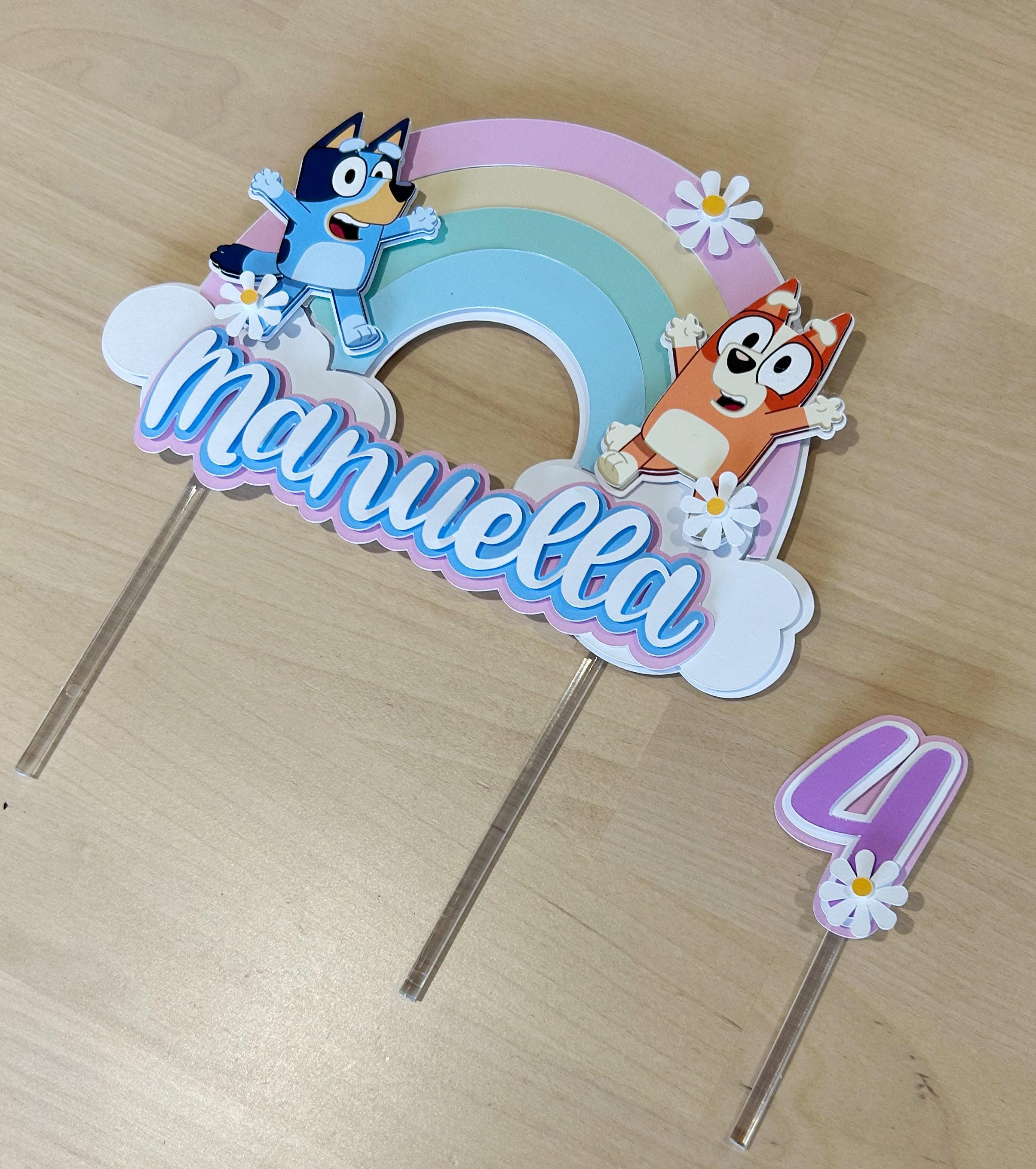 Personalised Bluey 3D Cake Topper | Custom Name & Age Birthday Cake ...