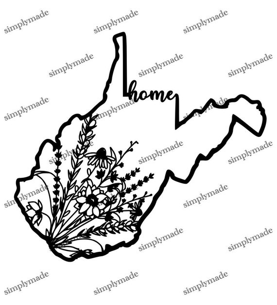 West Virginia Decal WV Sticker Car Decal Wall Decal Floral | Etsy