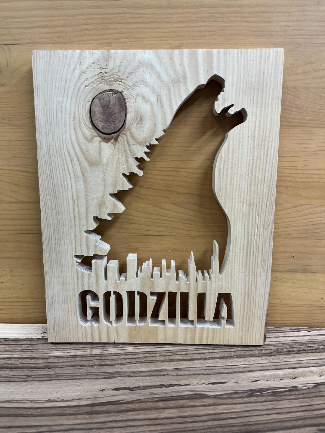 Godzilla Wood Picture - Etsy
