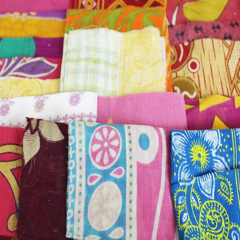 Cotton Sari Pack Pre Loved Mixed Compositions Crafting, Sewing, Scrap ...