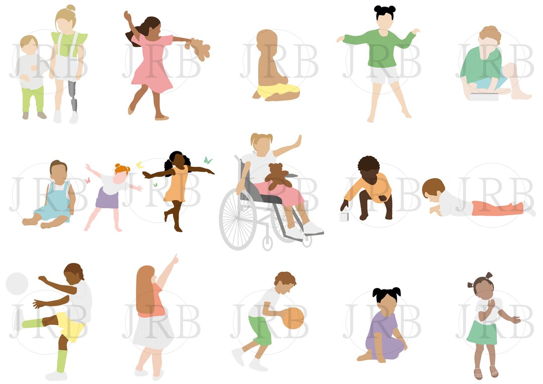 Pastel Vector People Collection No.3 Children - Etsy