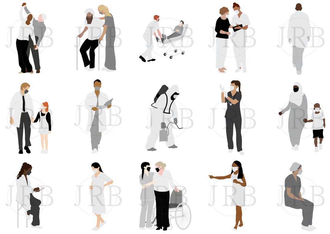 Monochrome Vector People Collection No.4 Healthcare - Etsy