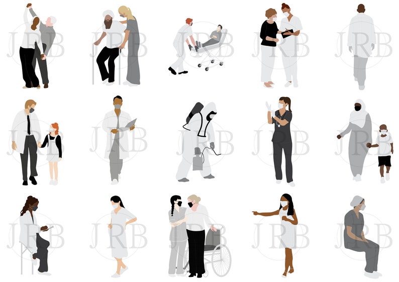 Monochrome Vector People Collection No.4 Healthcare - Etsy