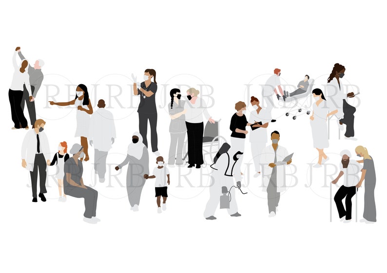 Monochrome Vector People Collection No.4 Healthcare - Etsy