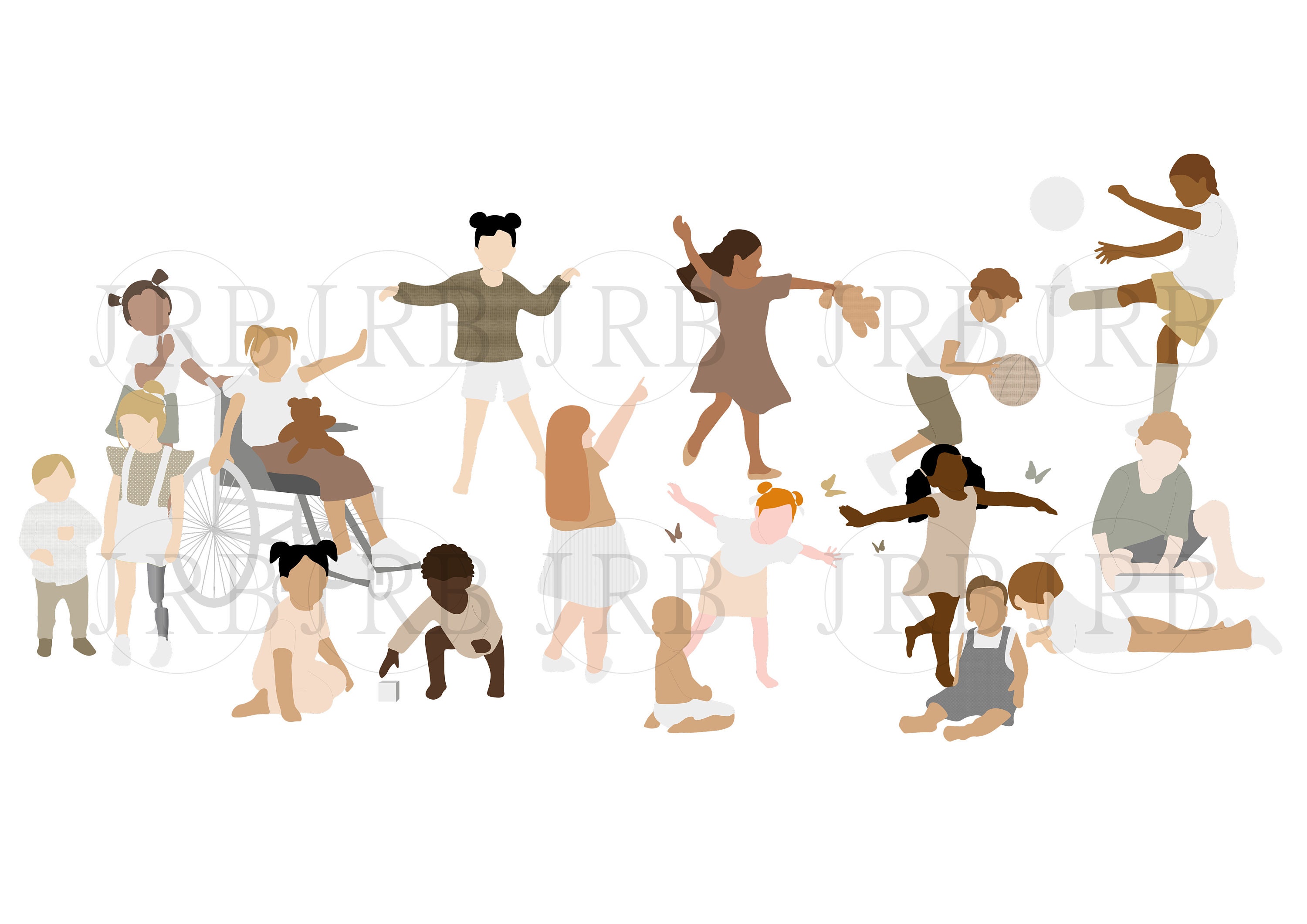 Neutral Vector People Collection No.3 Children - Etsy