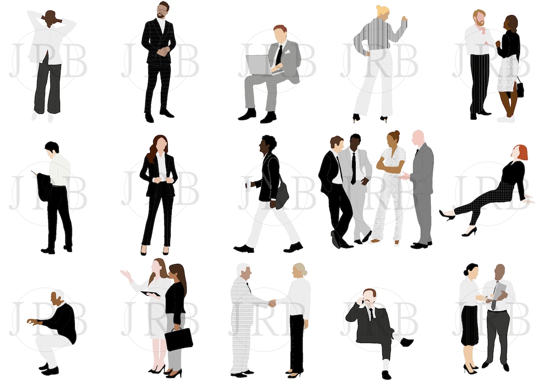Monochrome Vector People Collection No.1 Office - Etsy