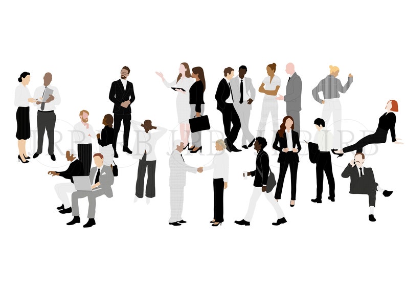 Monochrome Vector People Collection No.1 Office - Etsy