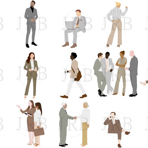 Monochrome Vector People Collection No.1 Office - Etsy