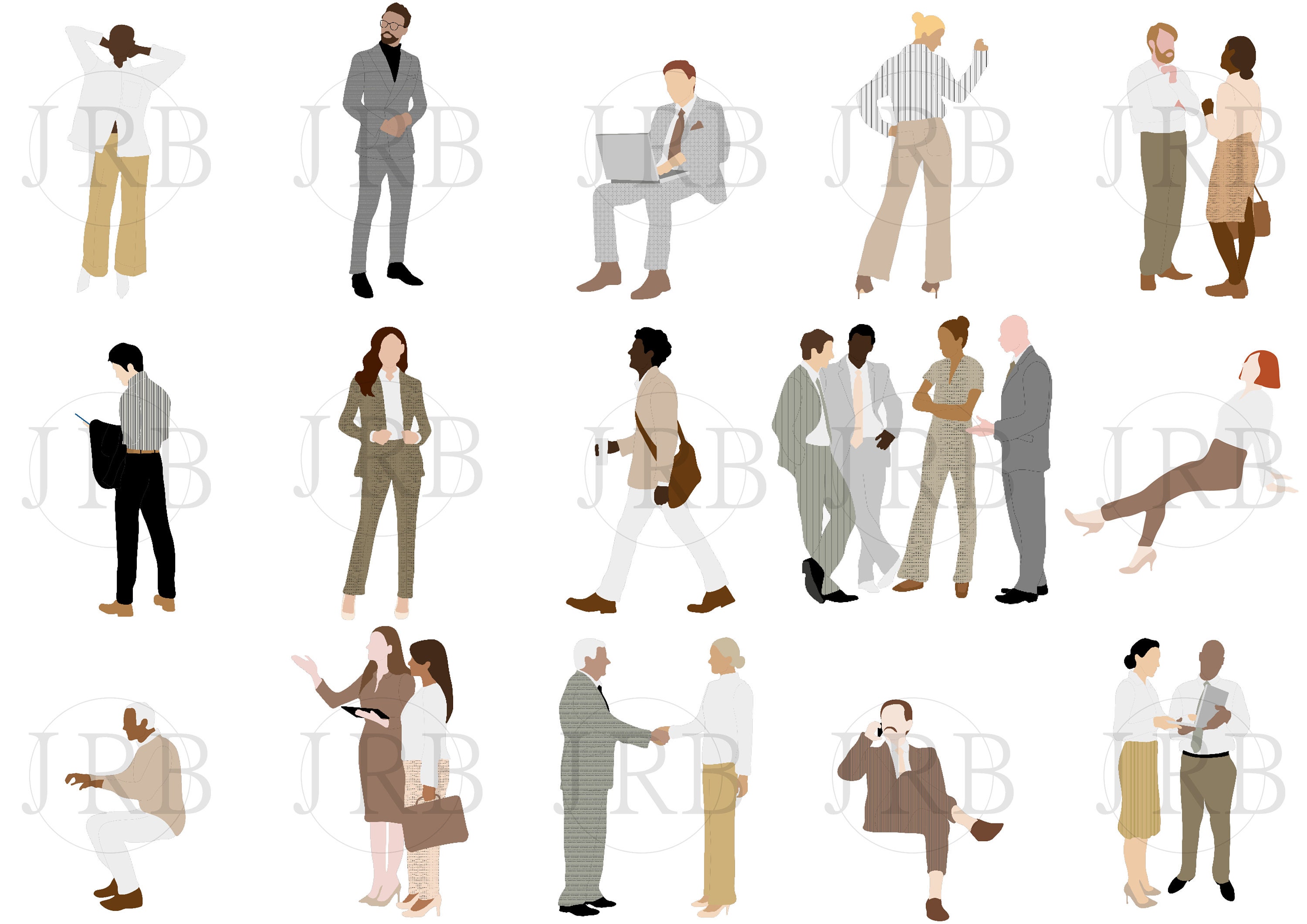 Neutral Vector People Collection No.1 Office - Etsy UK